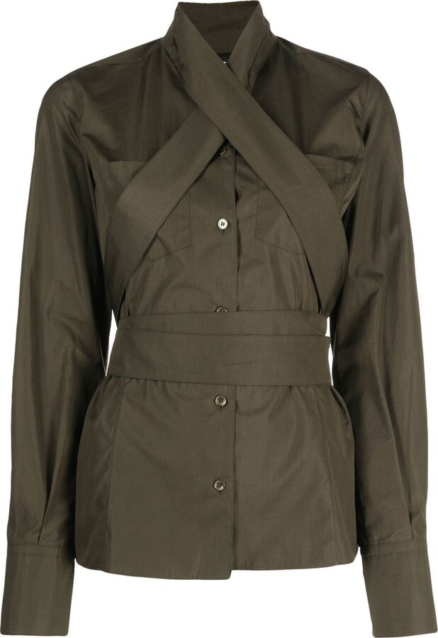 Rochas Crossover Tie-Waist Shirt - ShopStyle Tops