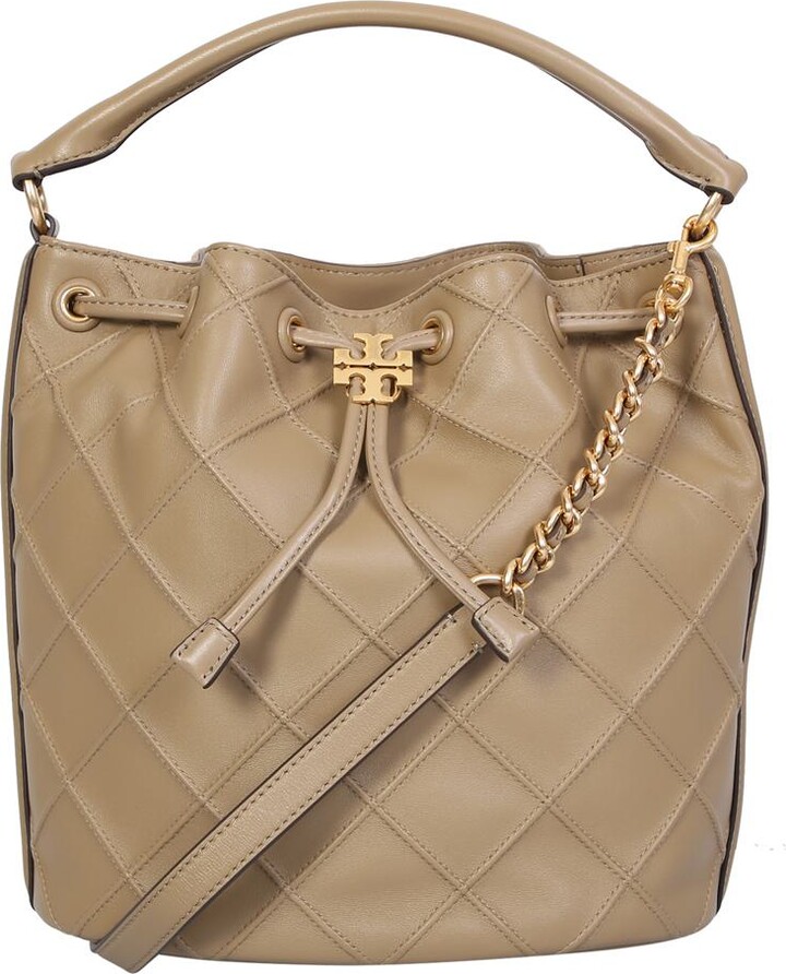 Tory Burch Bucket Bag Finished With Geometric Quilted Diamond Pattern ...