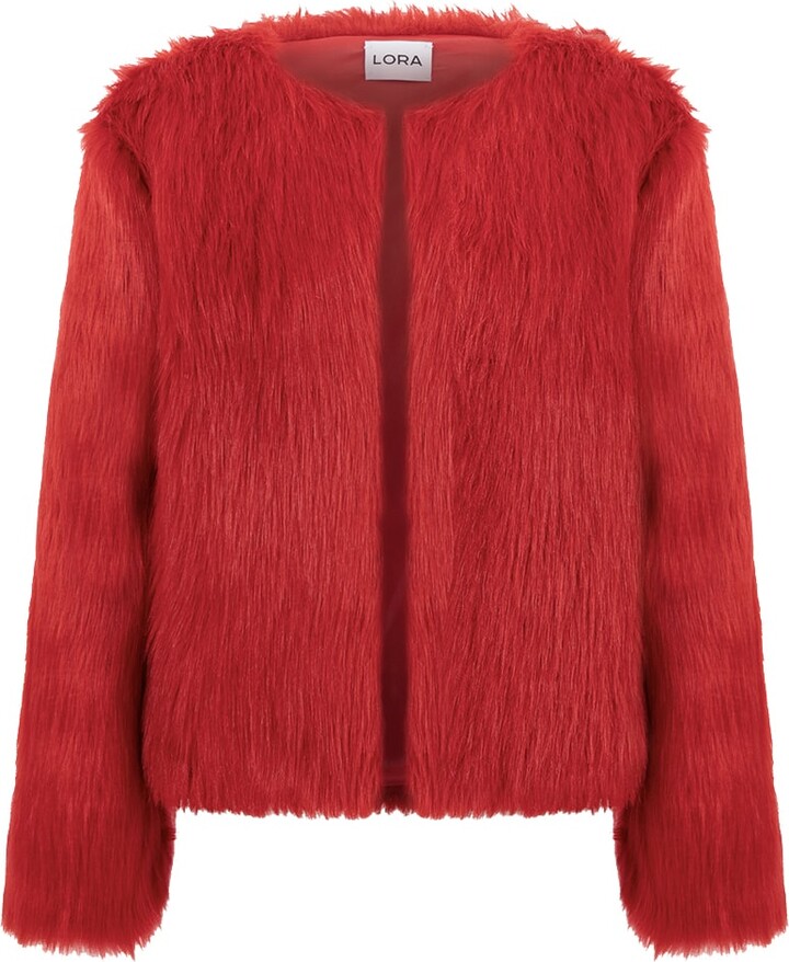 Lora Lola Red Faux Fur Short Coat - ShopStyle