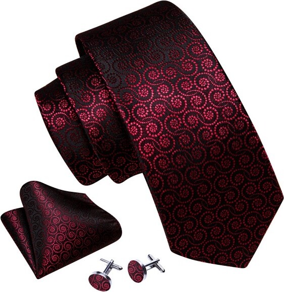 The Dapper Tie Men' Black And Red Novelty Floral 100% Silk Neck Tie ...