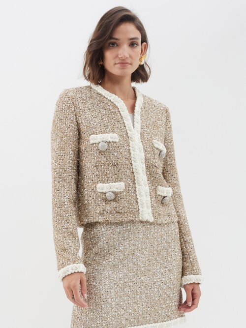 Giambattista Valli Metallic Bouclé-tweed Jacket - ShopStyle