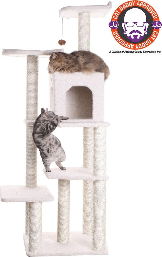Classic Real Wood Cat Tree In Ivory, Jackson Galaxy Approved, Six ...
