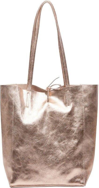 Sostter Rose Gold Metallic Leather Tote Shopper Bag - BBDNE - ShopStyle