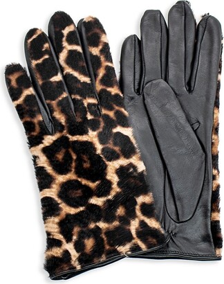 Portolano Leather & Leopard Print Pony Hair Calf Tech Gloves - ShopStyle