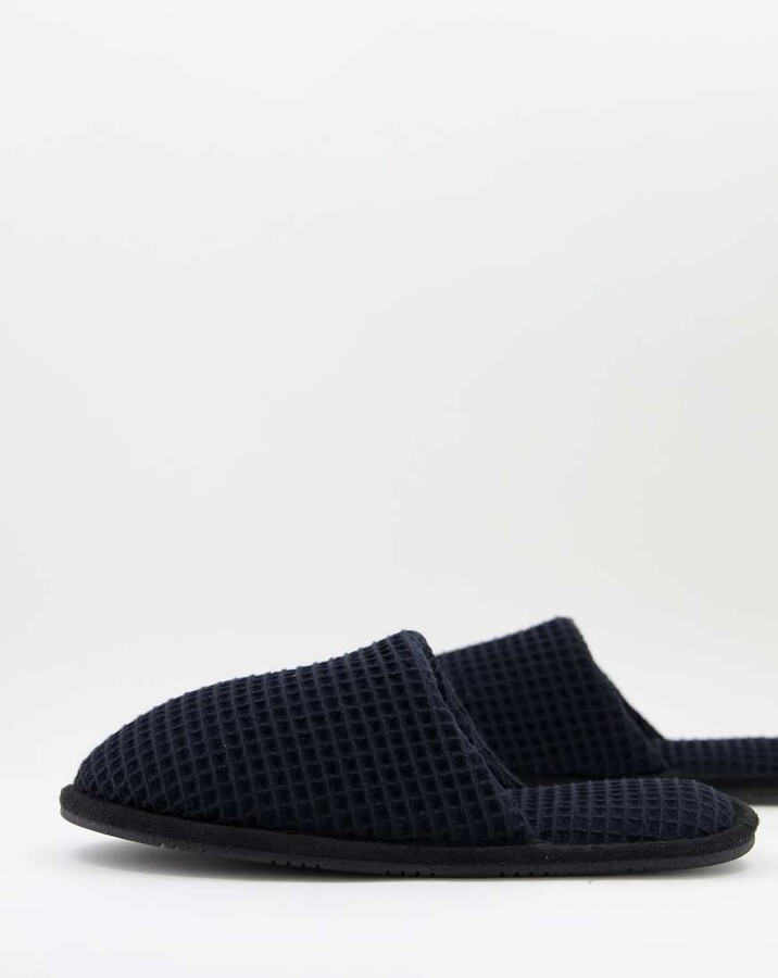 ASOS DESIGN house slipper in black waffle - ShopStyle