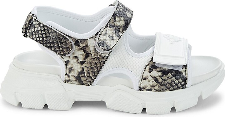 Cavalli Class by Roberto Cavalli Snake-Embossed Leather Sandals - ShopStyle
