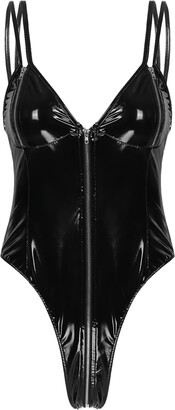 iixpin Women's One Piece Shiny Metallic PVC Leather Halter Neck ...
