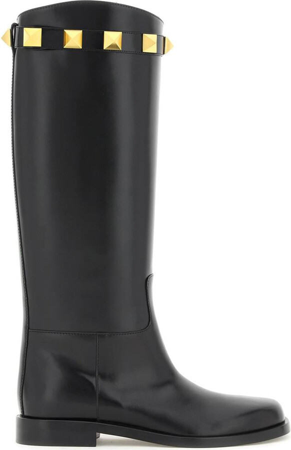 Valentino Garavani roman stud knee-boots - ShopStyle