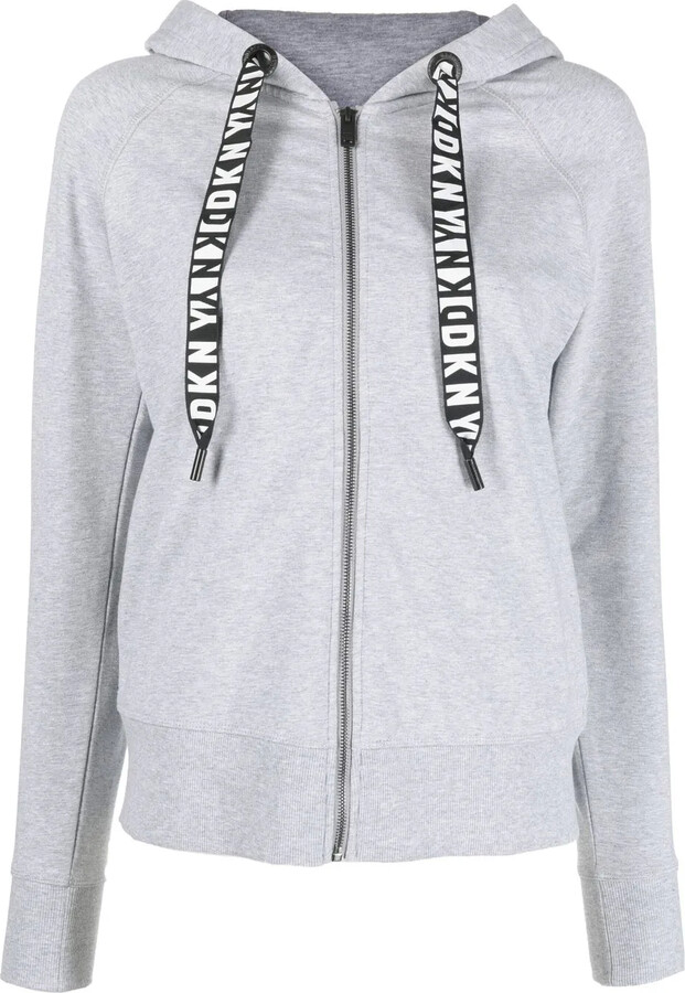 DKNY Logo-Drawstring Zip-Up Hoodie - ShopStyle