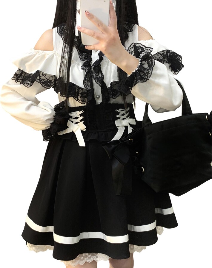 Cuteighteen Lolita Kawaii Lace Up Mini Skirt Women Goth Tennis Pleated ...