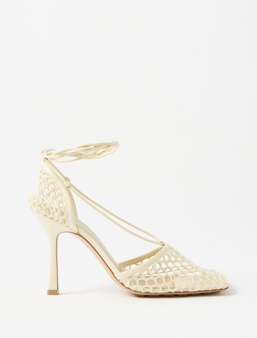 Bottega Veneta Stretch 90 Wraparound Leather And Mesh Pumps - ShopStyle