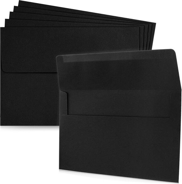 Juvale 50 Pack Black Envelopes - Bulk Black 5x7 Envelopes for ...