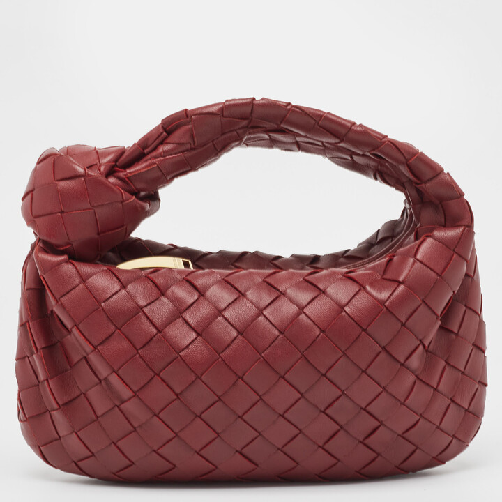 Bottega Veneta Dark Red Intrecciato Leather Mini Jodie Hobo - ShopStyle