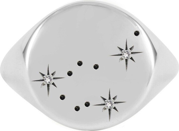 No 13 - Capricorn Constellation Signet Ring - Diamonds & Silver - ShopStyle