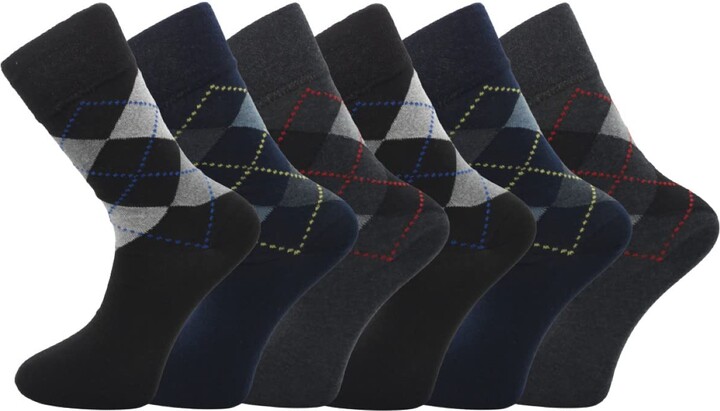 SOCK-TEC 6 Pairs Mens Non Elastic Diabetic Friendly Socks Soft Cotton ...