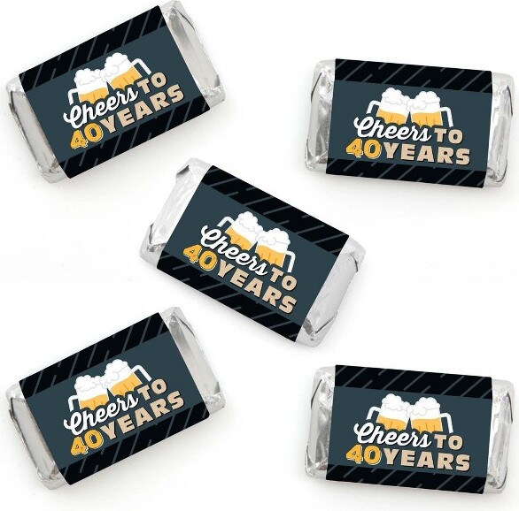 Big Dot of Happiness Cheers and Beers to 40 Years - Mini Candy Bar ...
