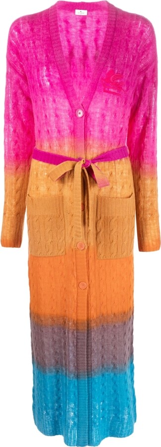 Etro Gradient-Effect Embroidered-Logo Cardi-Coat - ShopStyle Cardigans