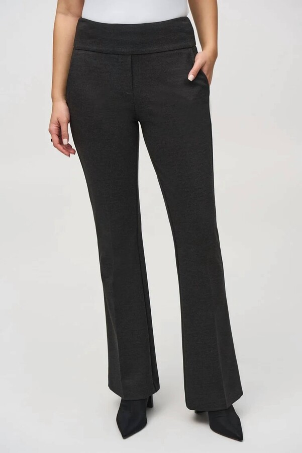 Joseph Ribkoff Heavy Knit Flared Pull-On Pants In Charcoal - ShopStyle