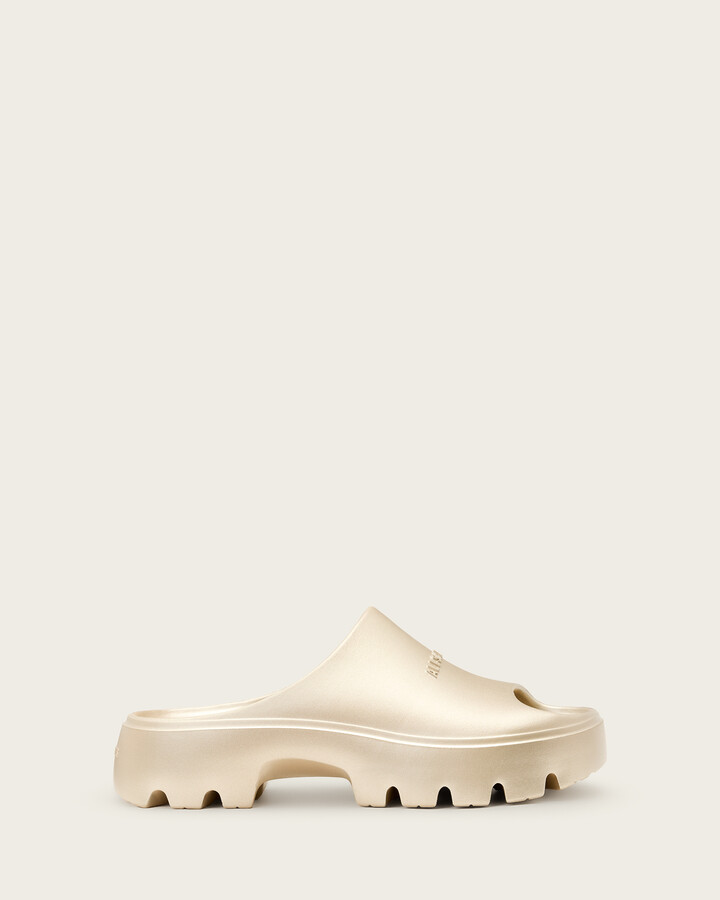 AllSaints Eclipse Flatform Logo Sliders - ShopStyle Sandals
