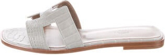 Hermes Oran Crocodile Slides - ShopStyle