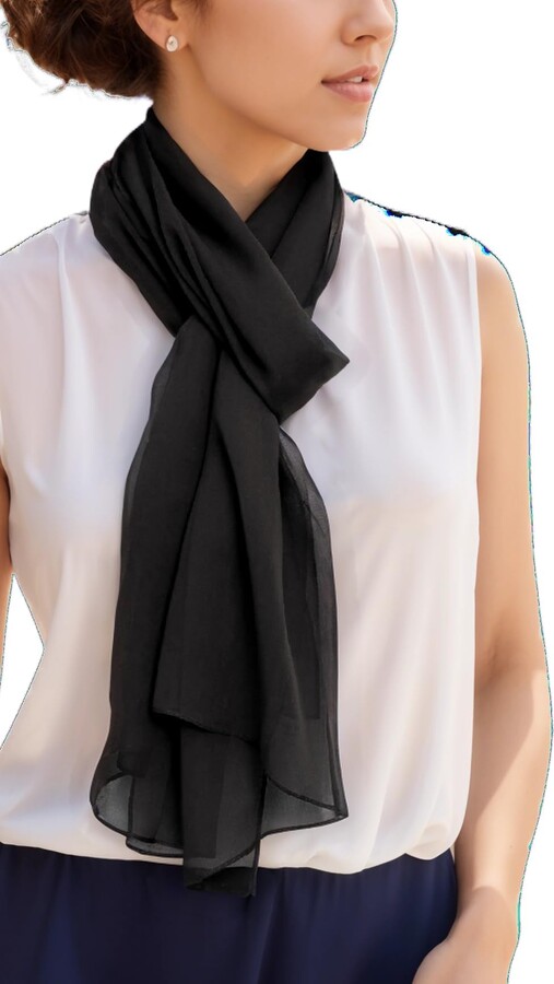 Prettystern Women Plain Uni-colour Fine Extra Long Georgette Silk Scarf ...