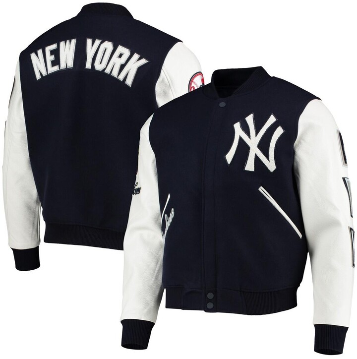 Men's Pro Standard Navy, White New York Yankees Varsity Logo Full-Zip ...