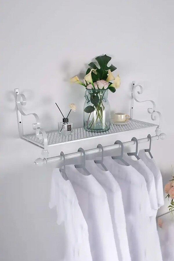 Living and Home Wall Mounted Metal Clothes Shelf Garment Shop Display ...