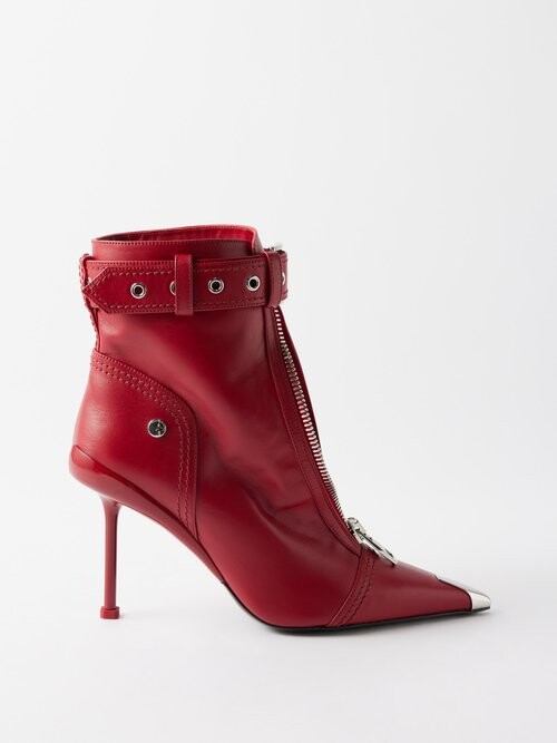Alexander McQueen Slash Leather Heeled Boots - ShopStyle