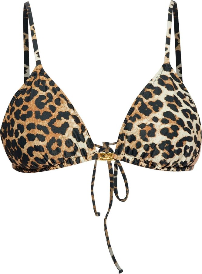 Ganni Leopard print triangle bikini top - ShopStyle Swimwear