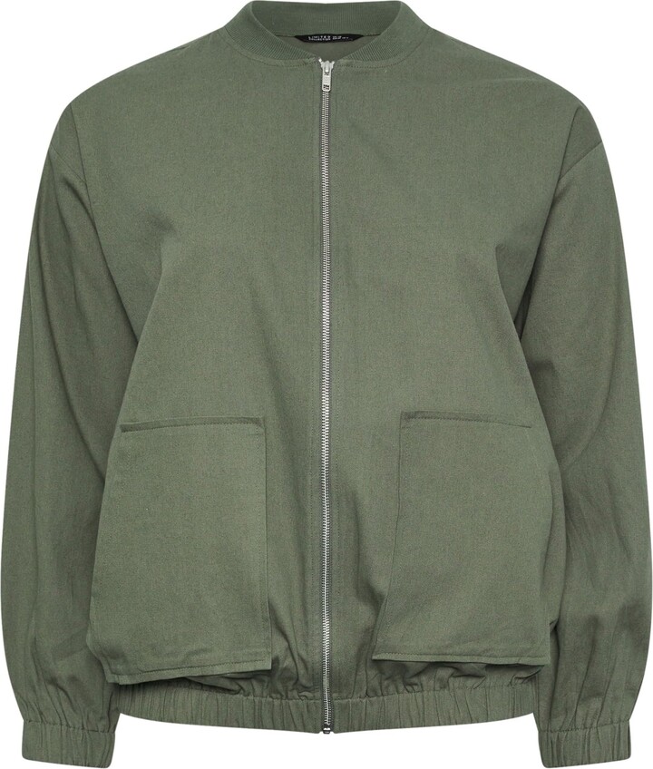Yours Curve Khaki Twill Bomber Jacket - Women's - Plus Size Curve ...