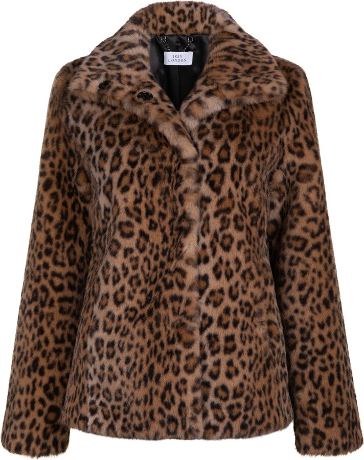 Issy London Neutrals Claudia Luxe Leopard Faux Fur Jacket - ShopStyle