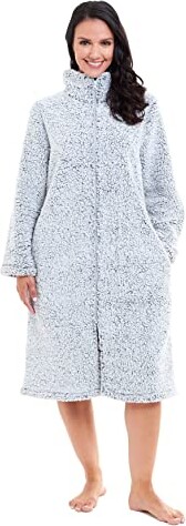 Slumber Hut® Womens Ladies Full Zipped Fleece Long Length Dressing Gown ...