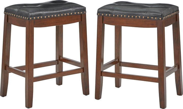 Simple Living Lonnie 24-inch Padded Counter Height Saddle Stools ...