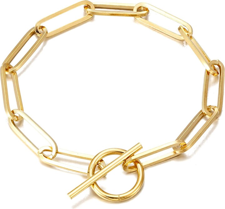 SEOL + GOLD - 22Ct Gold Vermeil Chunky T-Bar Chain Bracelet - ShopStyle