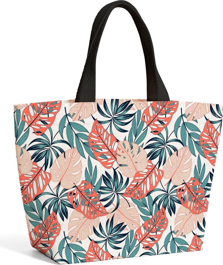 Warren Reed - Designer Tropical Leaf Pattern Beach Shopper Tote Bag ...