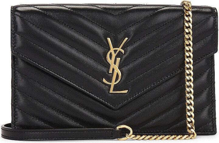 Saint Laurent Cassandre Envelope Chain Wallet Bag in Black - ShopStyle