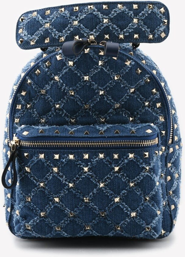 Valentino Mini Rockstud Spike Quilted Denim Backpack - ShopStyle