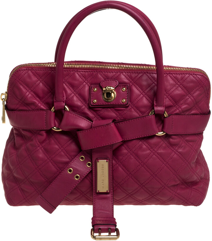 Marc Jacobs Pink Quilted Leather Bruna Bow Satchel - ShopStyle