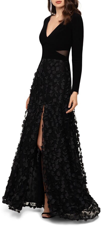 Xscape Evenings 3D Bloom Long Sleeve Gown - ShopStyle