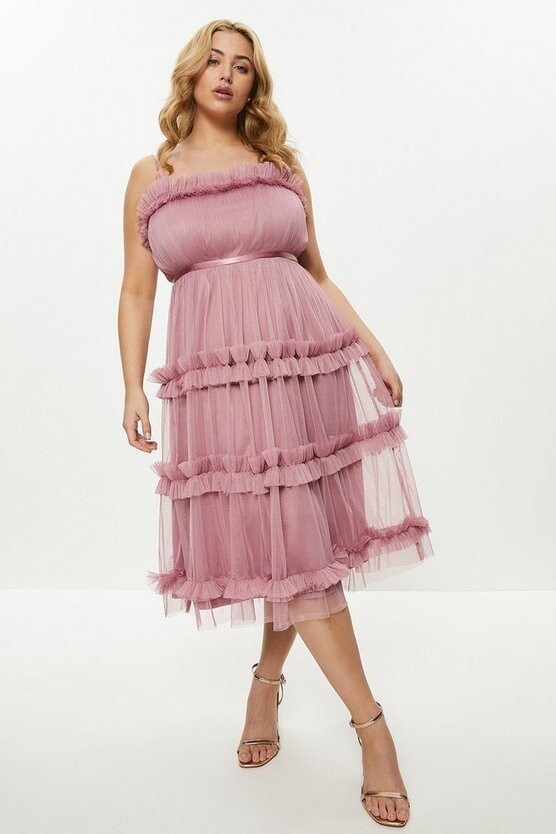 Plus Size Tiered Ruffle Skirt Midi Dress - ShopStyle