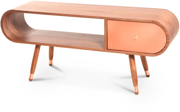 Etsy Tv Stand Rounded Edges Copper Fronts Walnut Corner Table Wood ...