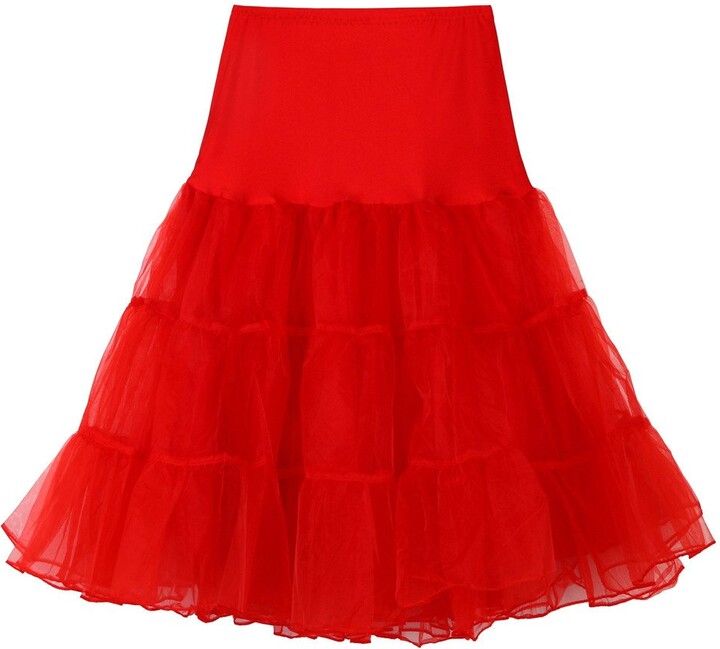 gfdrt Women's Vintage Rockabilly Petticoat Skirt Tutu 1950s Underskirt ...