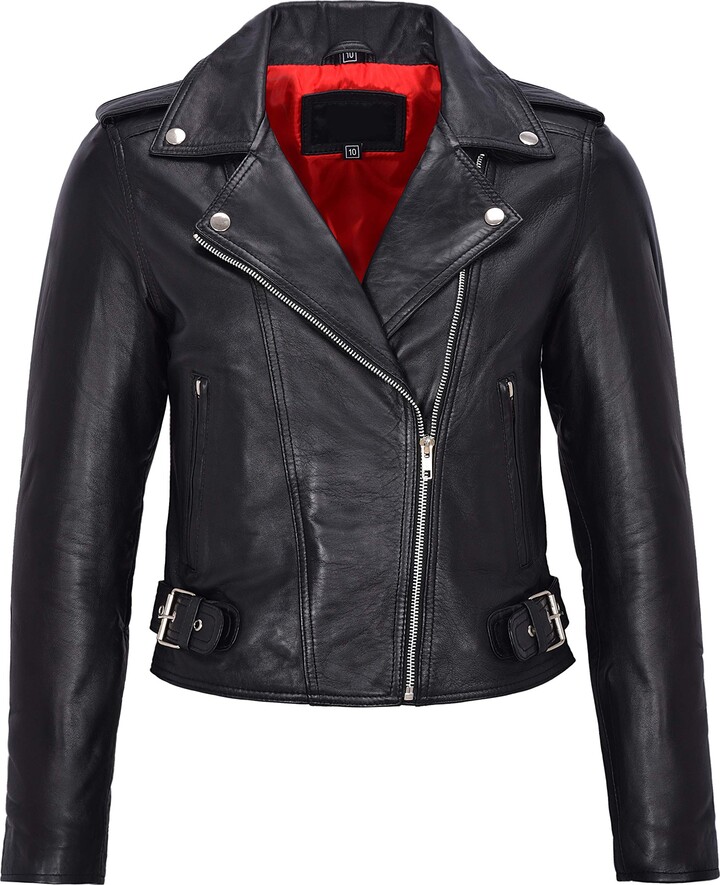 Smart Range Leather Ladies Real Leather Brando Biker Style Fitted ...