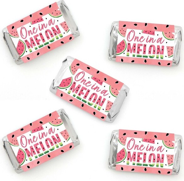 Big Dot of Happiness Sweet Watermelon - Mini Candy Bar Wrapper Stickers ...