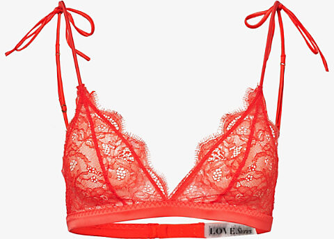 LOVE Stories Womens Red Gwen Floral-embroidered Lace Bralette - ShopStyle Bras