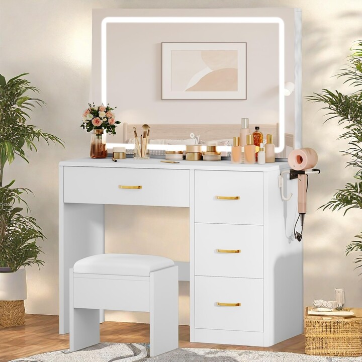 YITAHOME Vanity Desk with Large LED Mirror - ShopStyle Dressers & Armoires