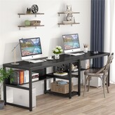 Tribesigns Two Person Desk with Bookshelf, Double Office Desk - ShopStyle