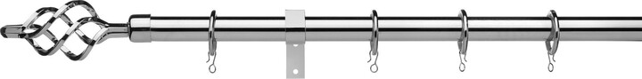 Dunelm Universal Cage 19mm Fixed Curtain Pole Satin Steel (Silver ...