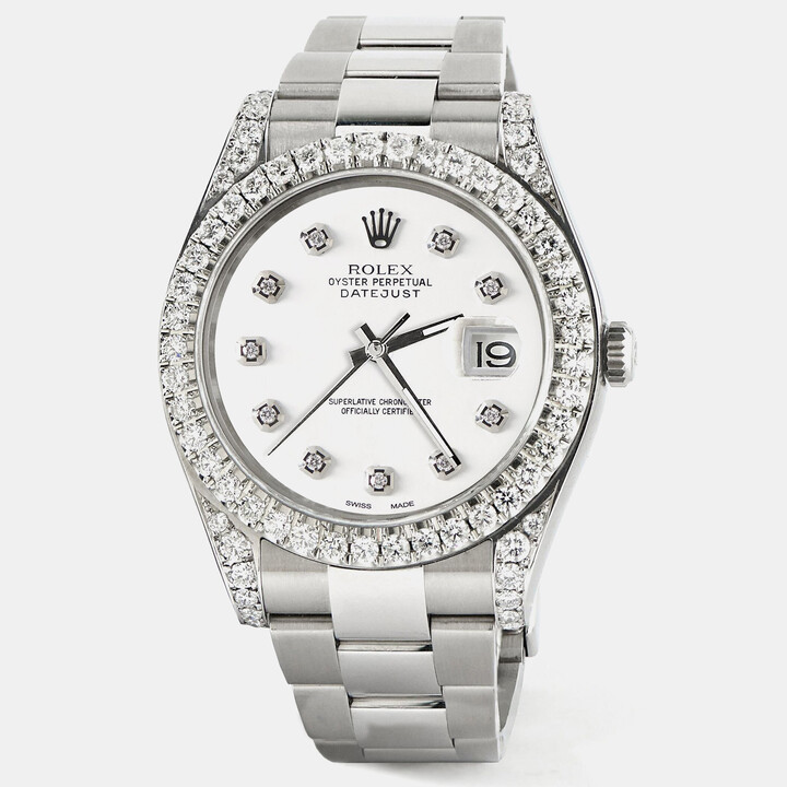 Rolex Custom White 4.4CT Diamond Stainless Steel Datejust 126300 ...
