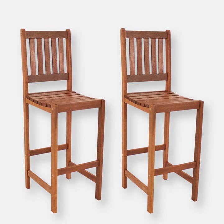 Sunnydaze Decor Sunnydaze Meranti Wood Outdoor Bar-Height Chairs ...